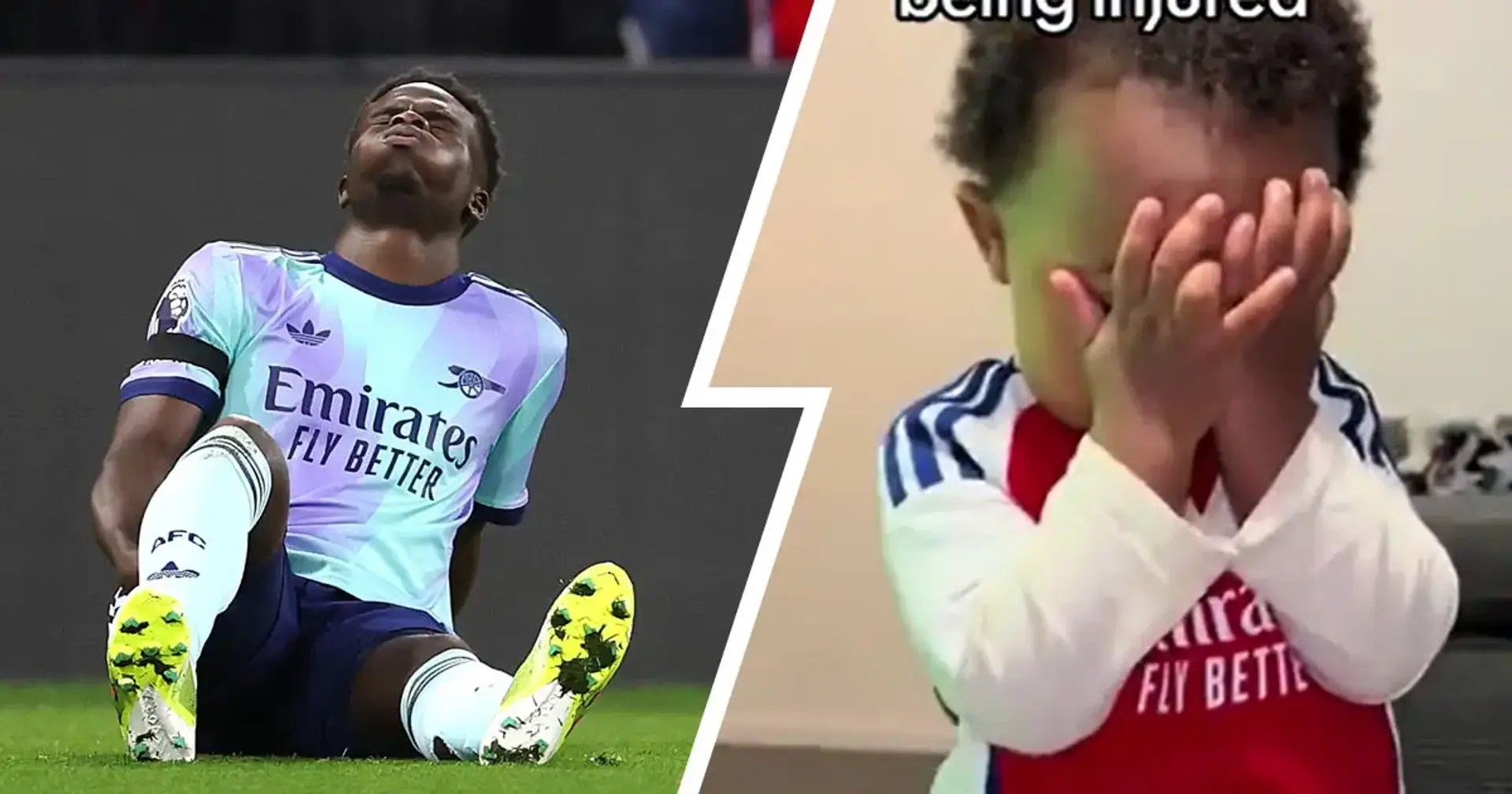 Young Arsenal fan Zai Zai emotionally reacts to Bukayo Saka's injury