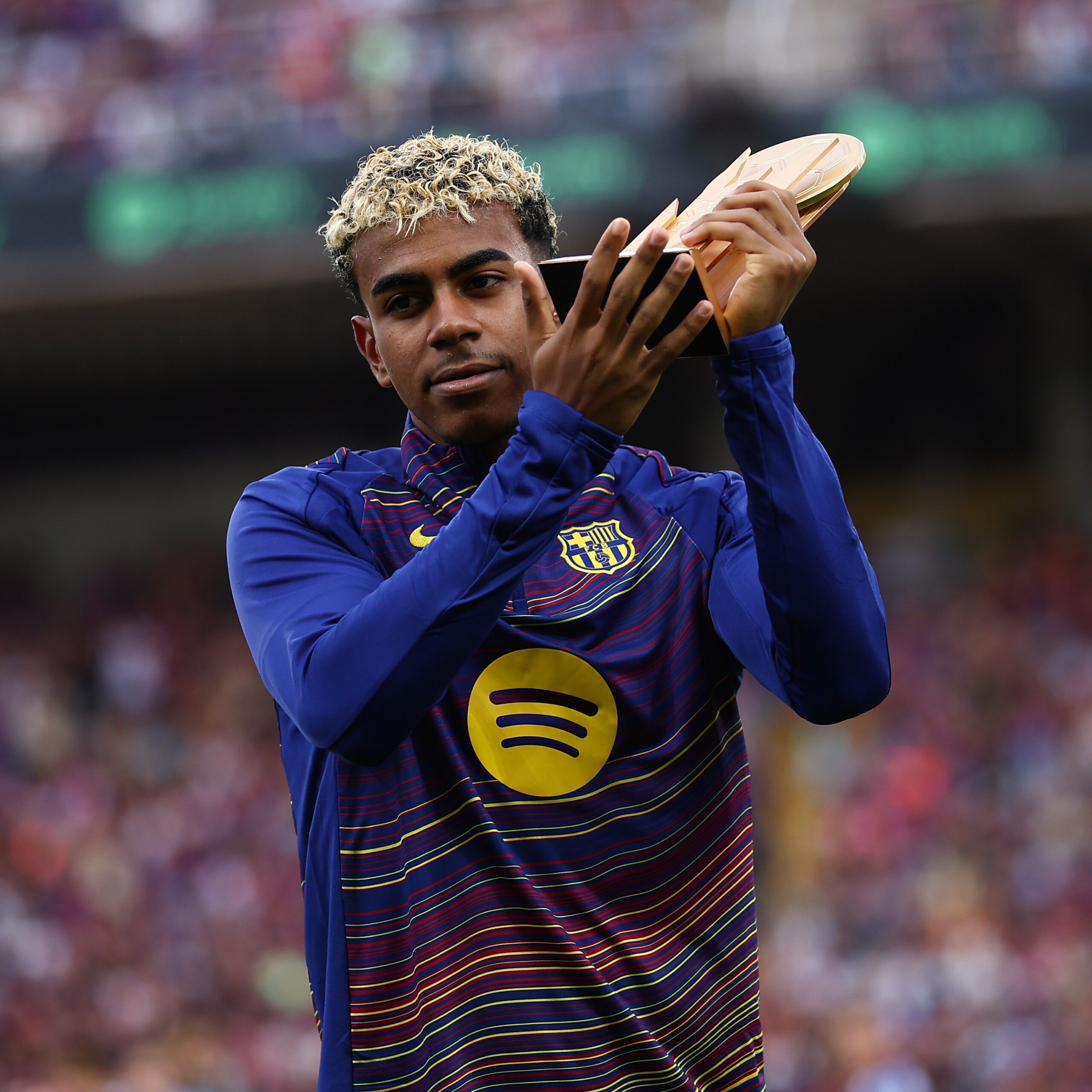 Barcelona’s teenage phenom Lamine Yamal parades Kopa Trophy then ...
