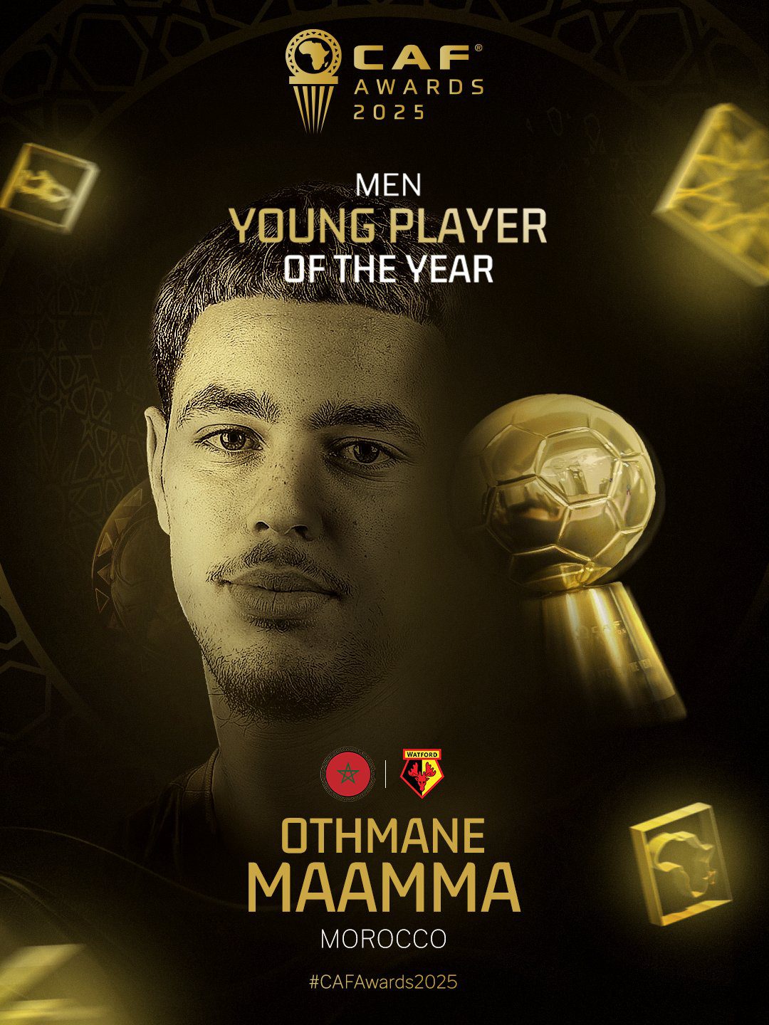 2025 CAF Awards: Morocco U20 star Othmane Maamma named Men’s Young Player of the Year ...
